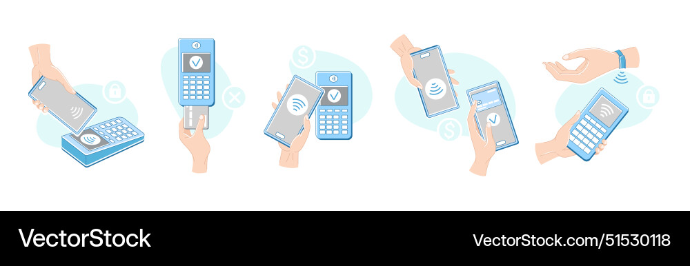 Contactless payment with hand paying Royalty Free Vector