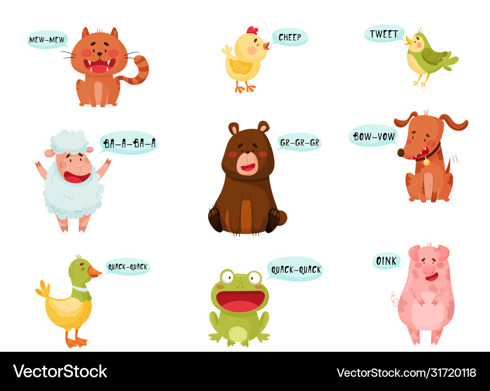 Cute animals emitting sounds and tooting Vector Image