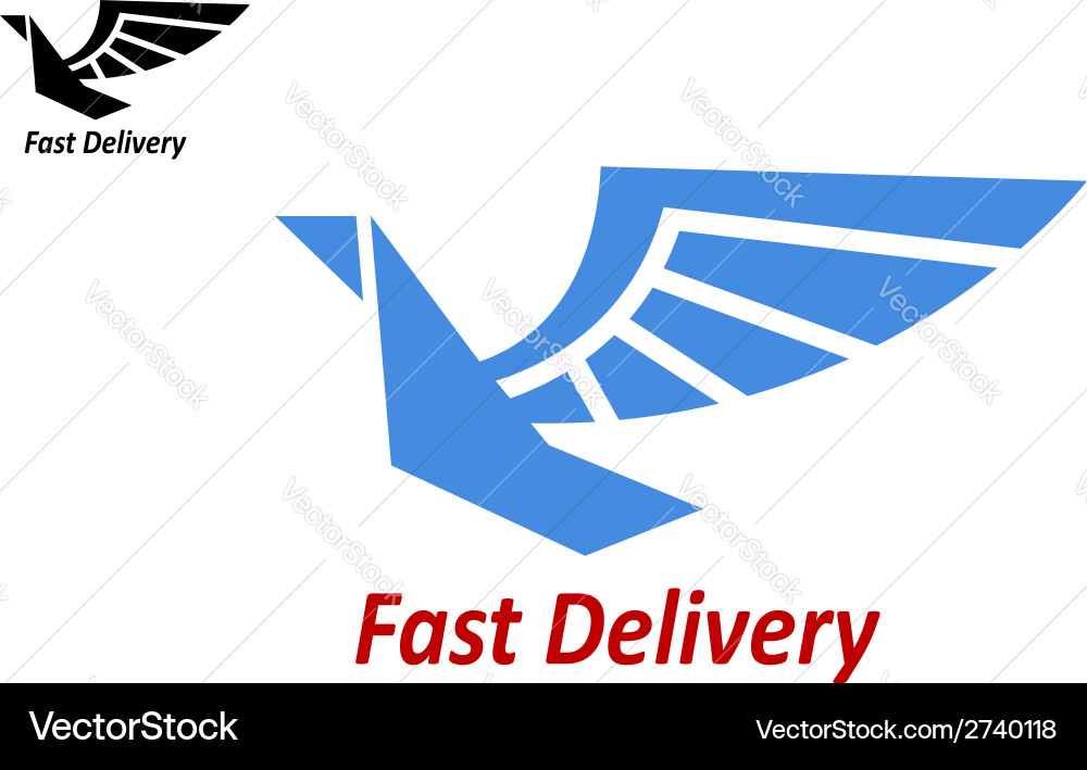 Delivery or shipping emblem with flying bird Vector Image
