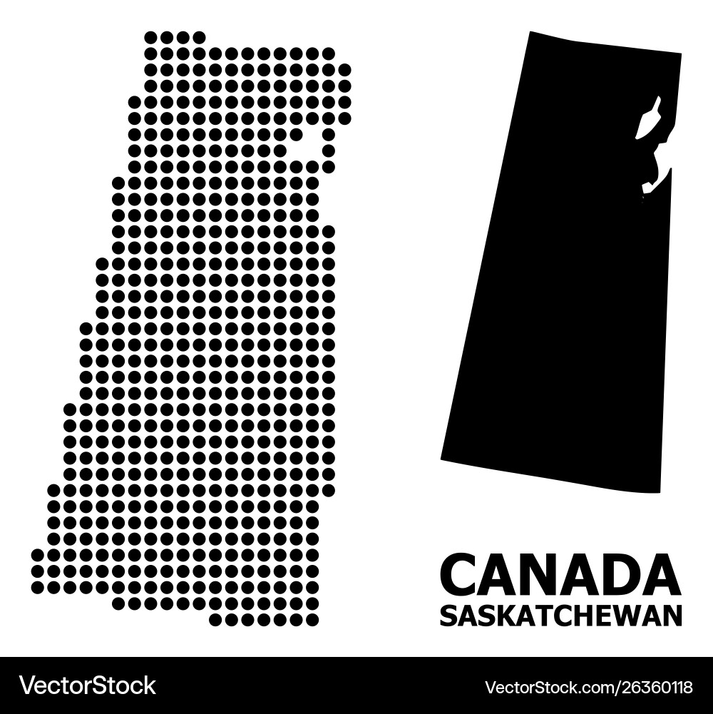 Dot pattern map saskatchewan province Royalty Free Vector