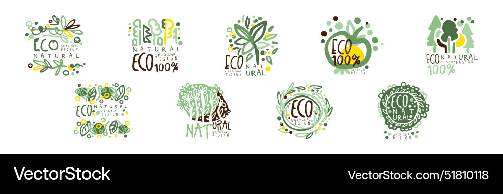 Eco natural labels and logos original design Vector Image