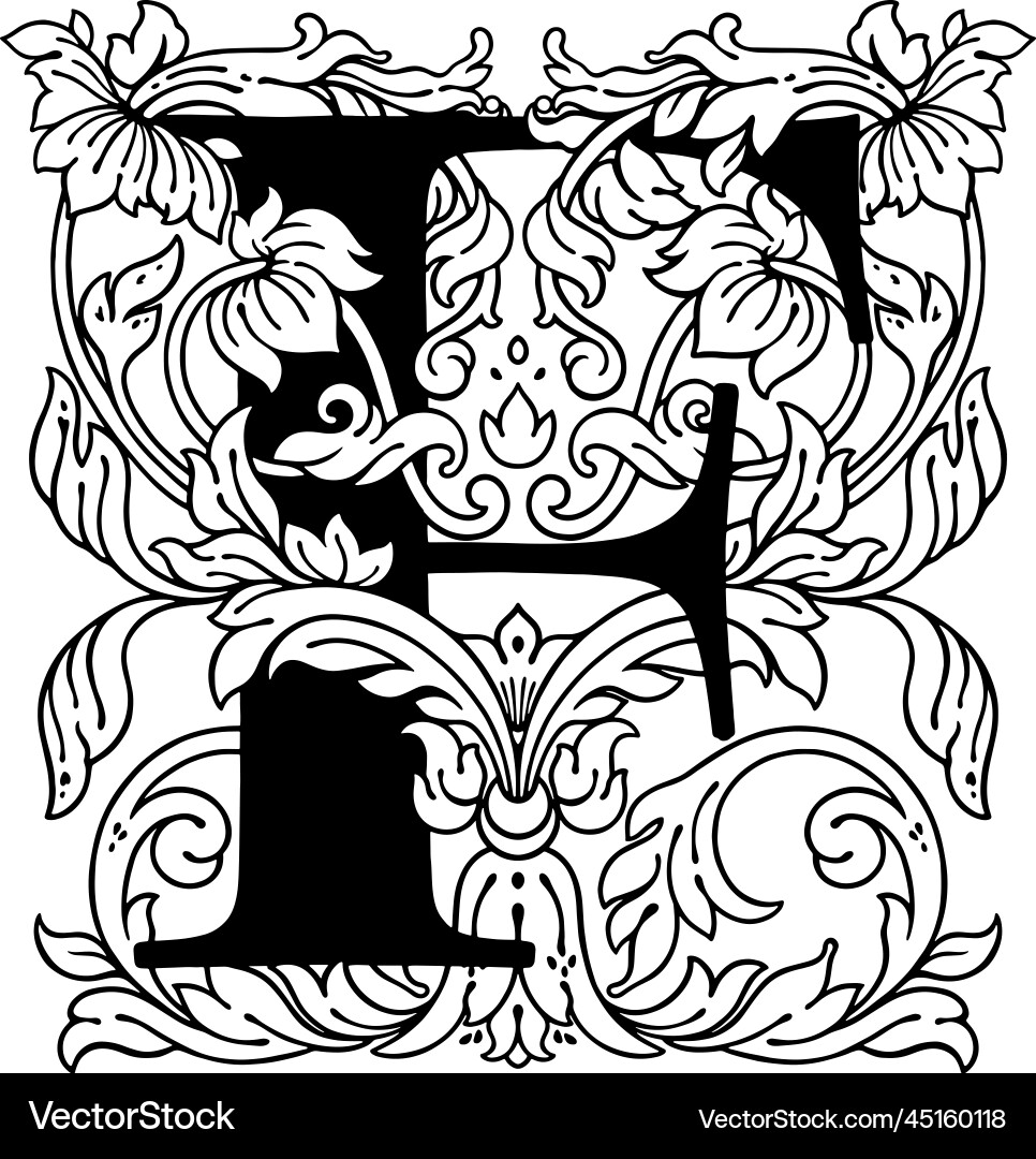 Elegant Floral F Monogram Royalty Free Vector Image