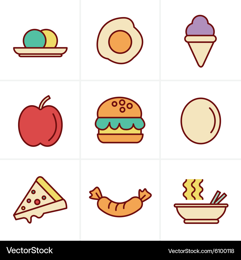 Icons style food Royalty Free Vector Image - VectorStock
