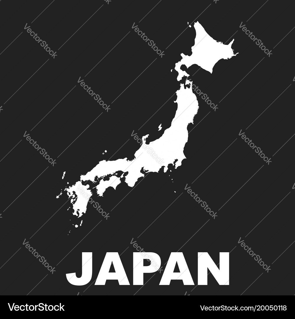 Japan map icon flat sign symbol on black Vector Image