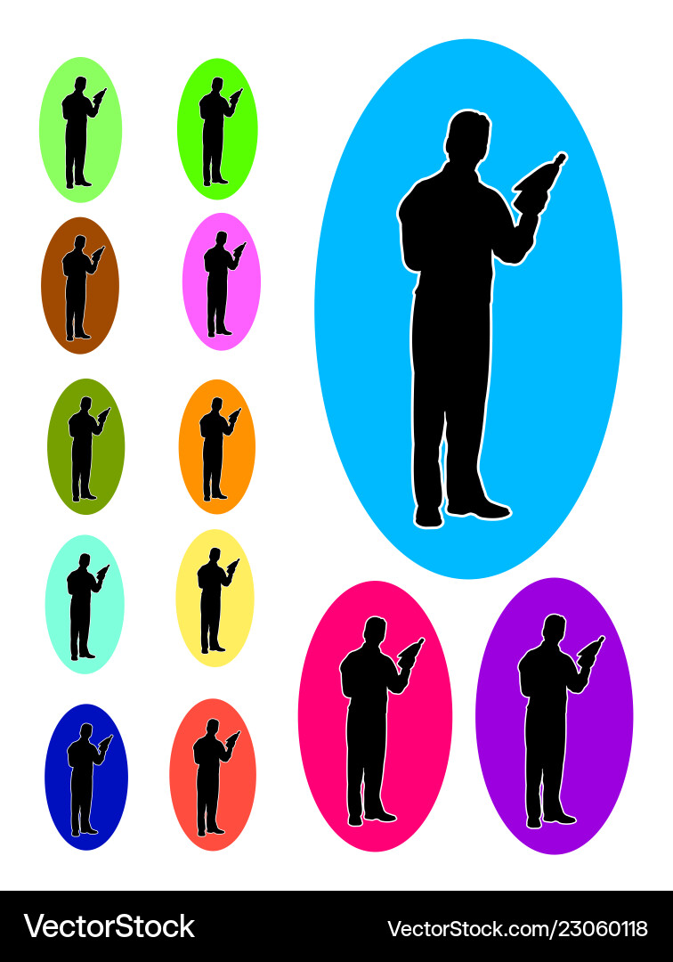 Kellner Barkeeper Logo Silhouette Lizenzfreies Vektorbild