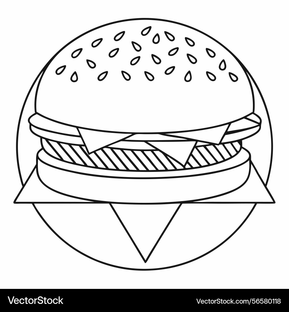 Minimalist burger outline classic american fast Vector Image