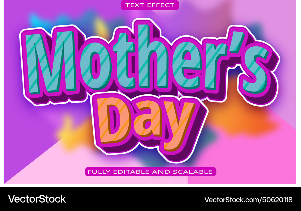 Mothers day editable text effect 3 dimension Vector Image