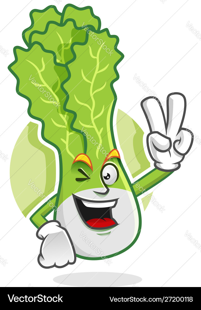 Peace lettuce mascot character Royalty Free Vector Image