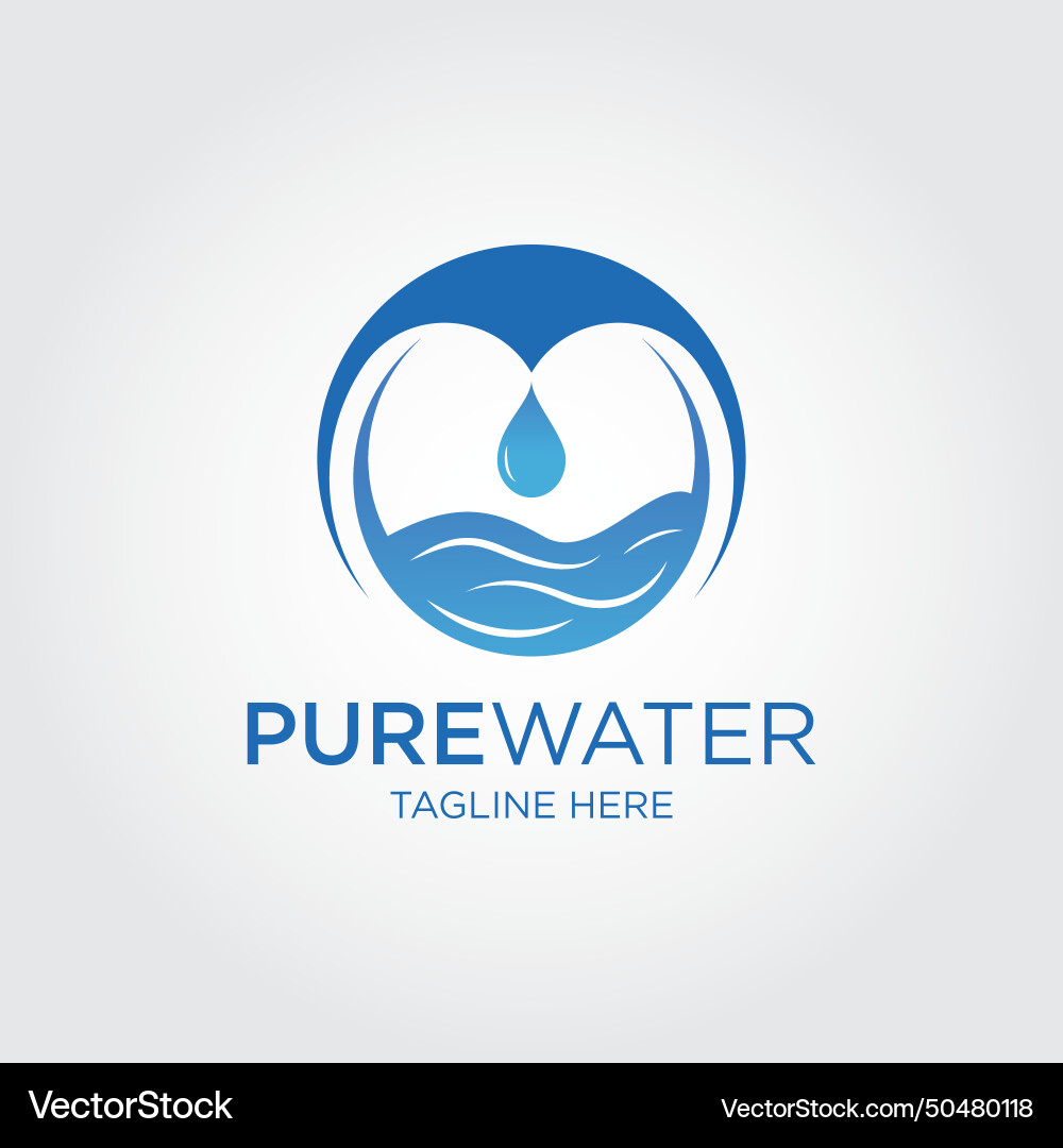 Pure water logo design with drop Royalty Free Vector Image