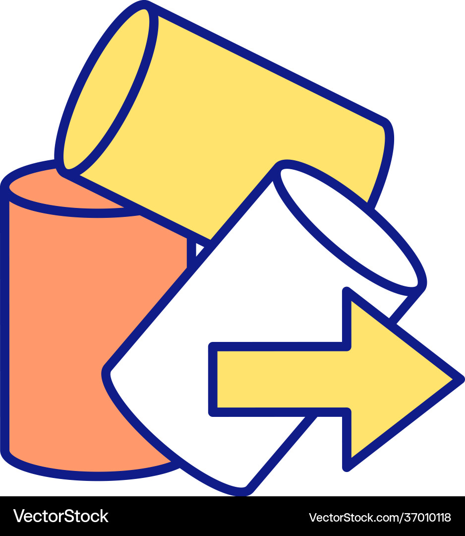 Recycling plastic waste rgb color icon Royalty Free Vector