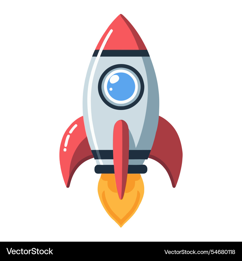 Rocket flat cartoon Royalty Free Vector Image - VectorStock