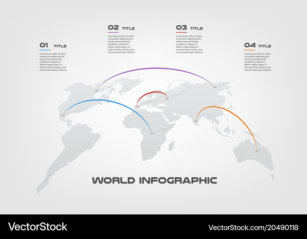 World map transfer color infographics step – Royalty-Free Vector ...