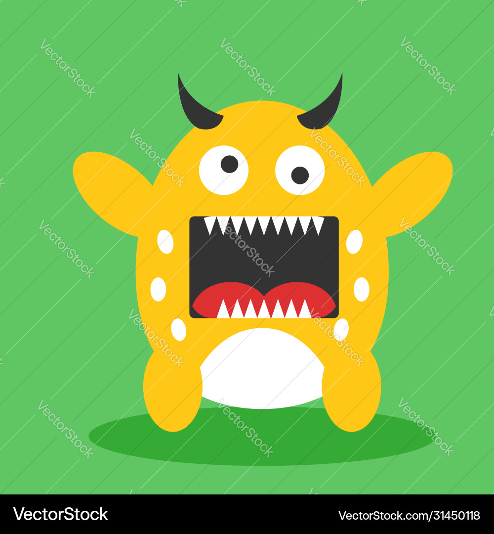 Yellow monster on white background Royalty Free Vector Image