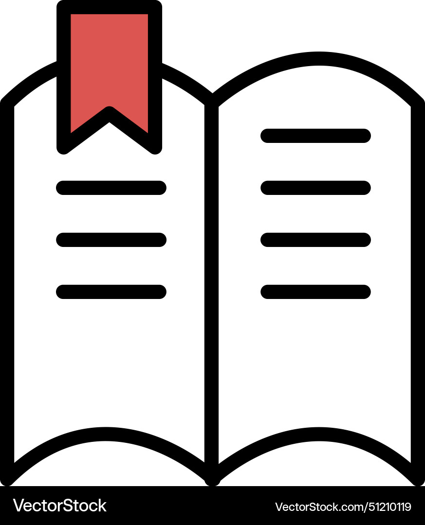 A book with bookmark is shown in black Royalty Free Vector