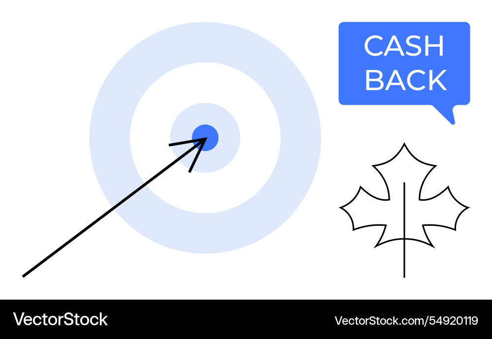Bullseye with arrow cash back text and leaf Vector Image