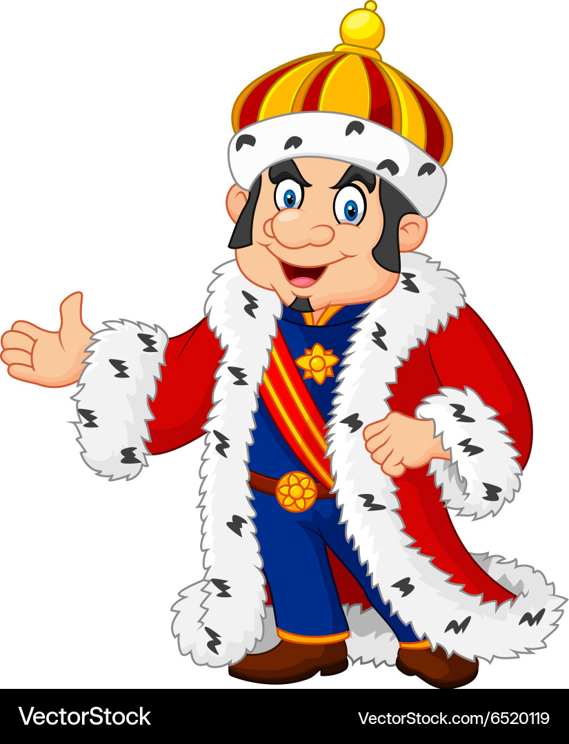 Cartoon king presenting isolated Royalty Free Vector Image