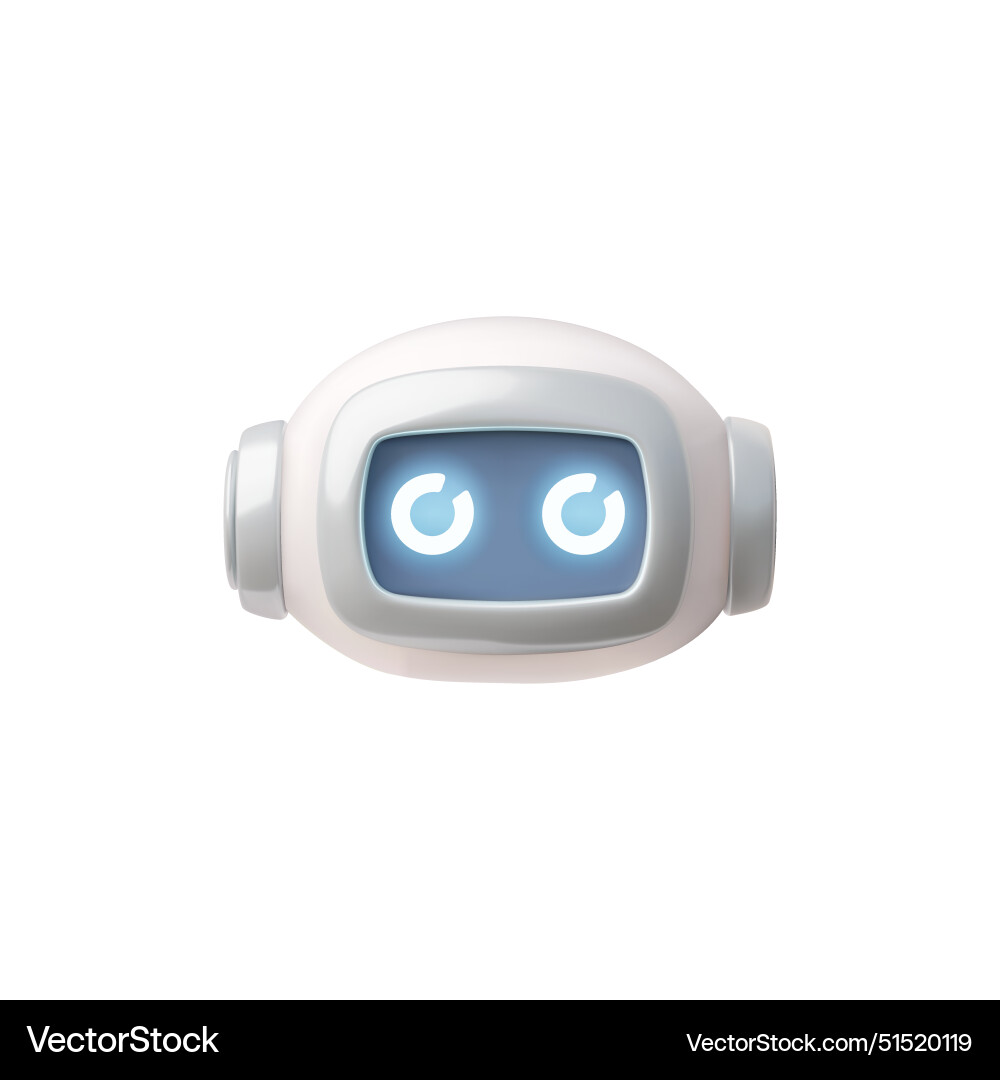 Compact chatbot head icon with blue eyes Vector Image