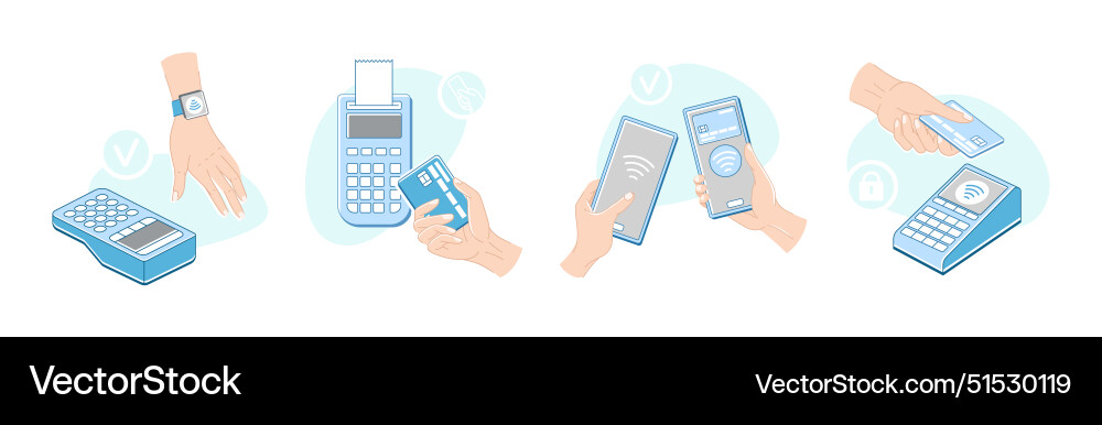 Contactless payment with hand paying Royalty Free Vector