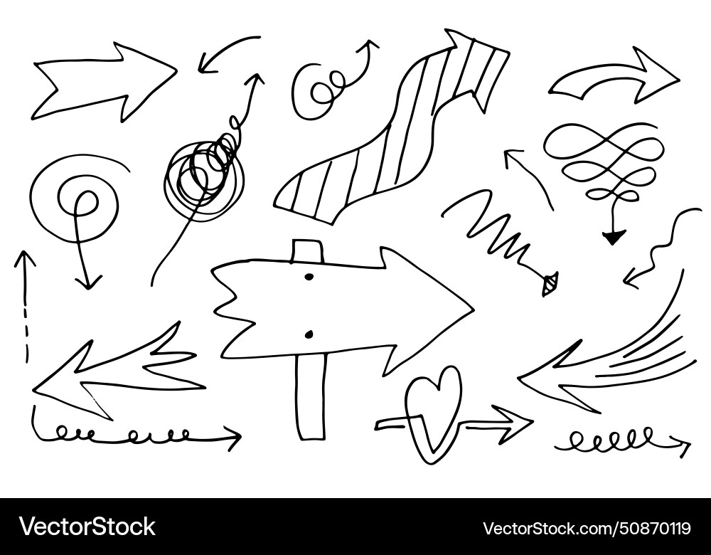 Doodle lines and curveshand drawn check line Vector Image
