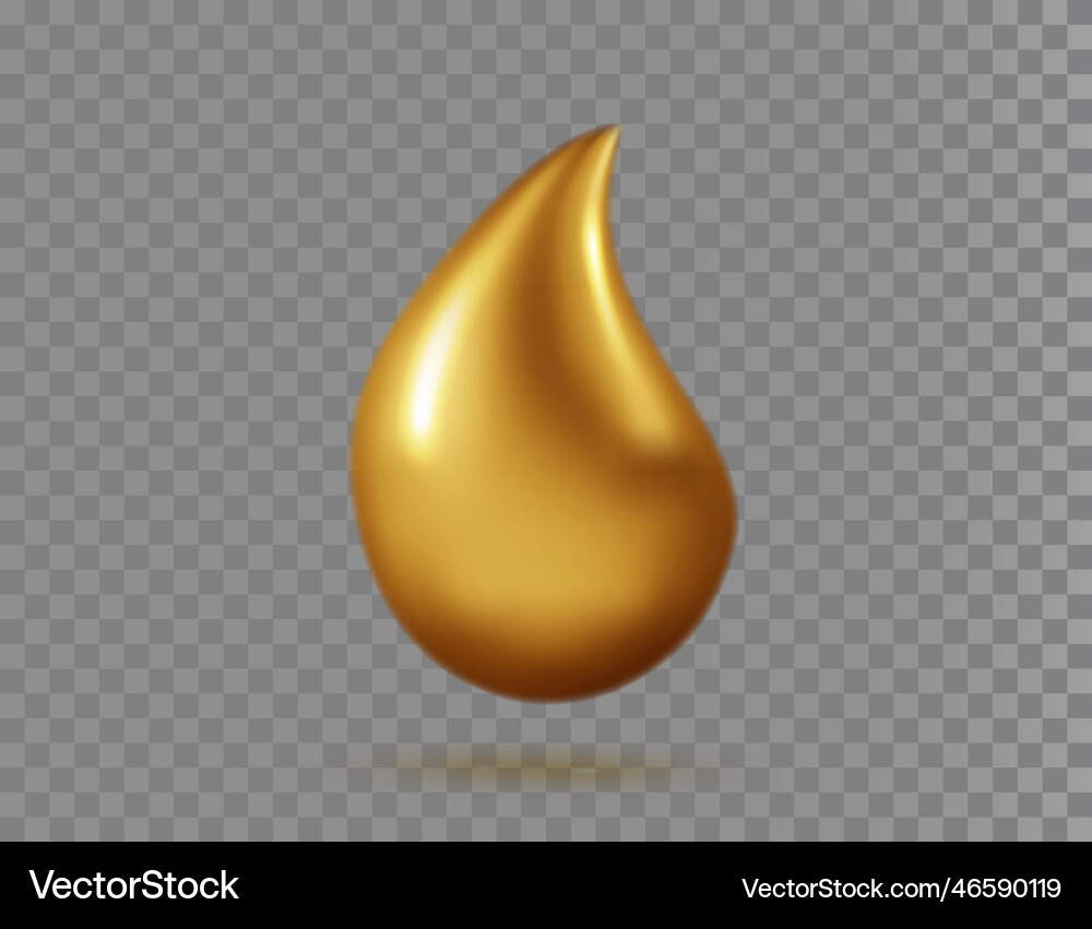 Golden drop isolated on transparent background Vector Image