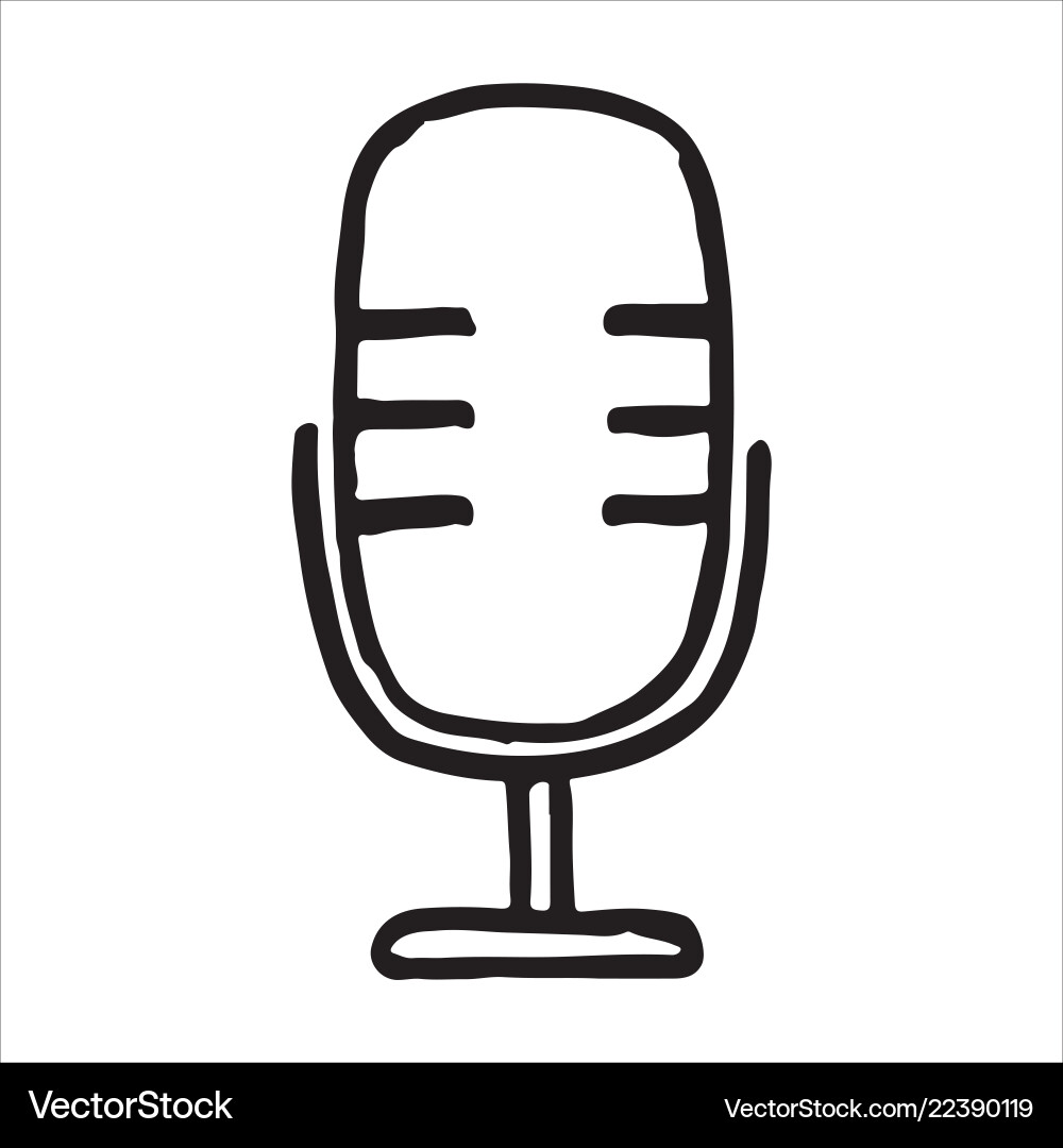 Handdrawn microphone doodle icon Royalty Free Vector Image