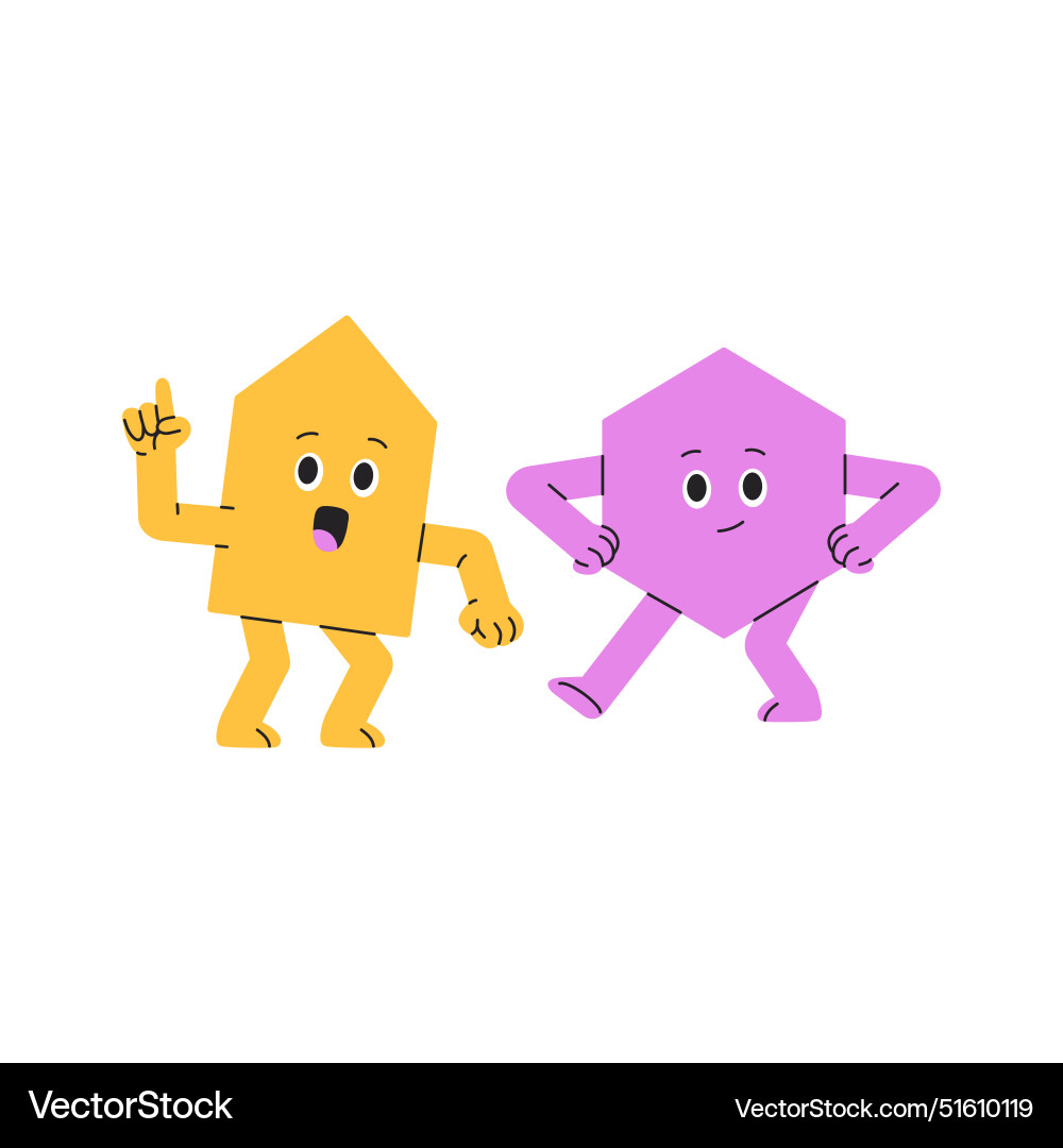Happy geometric shapes dance rejoice cute math Vector Image
