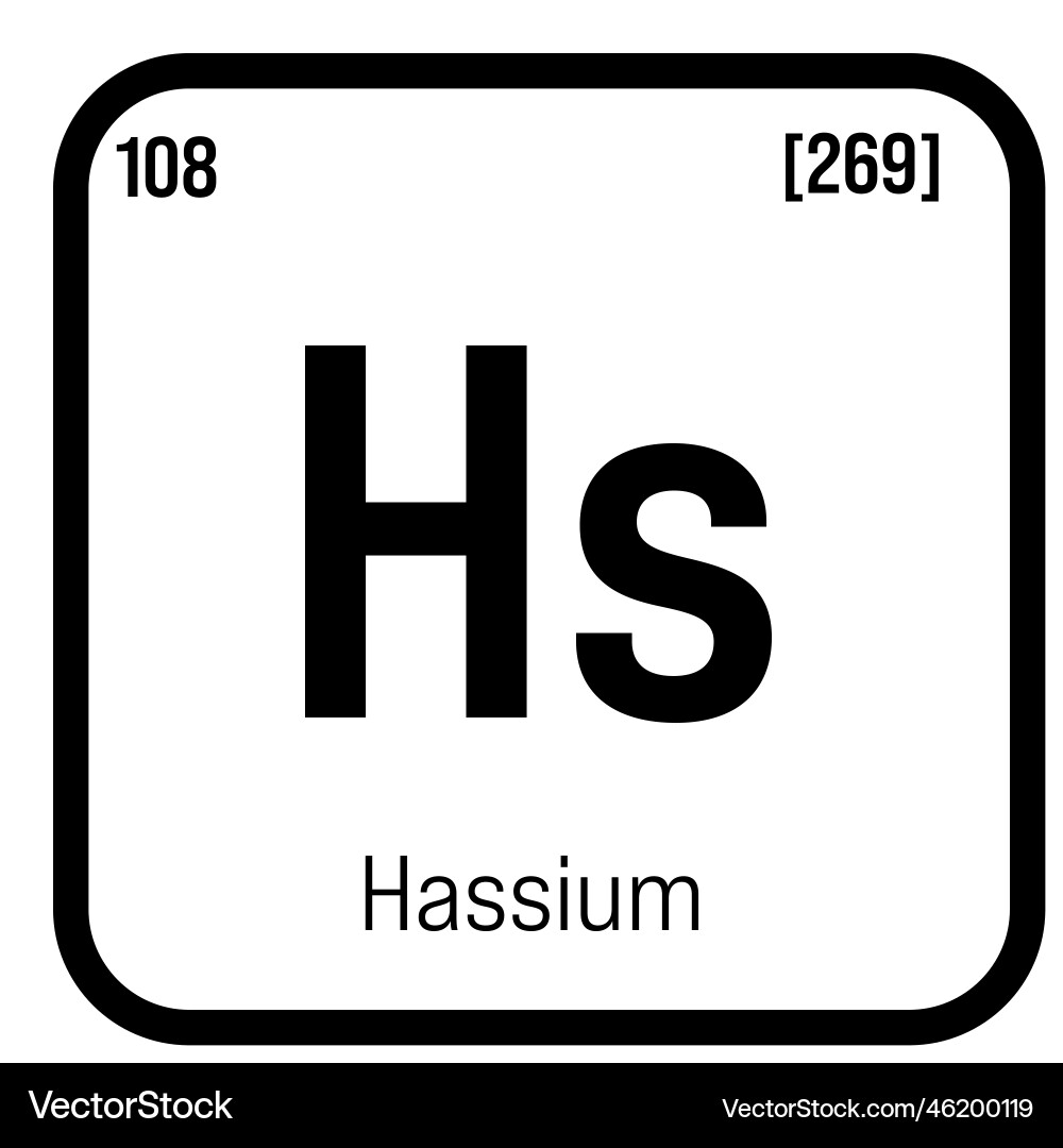 Hassium hs periodic table element Royalty Free Vector Image