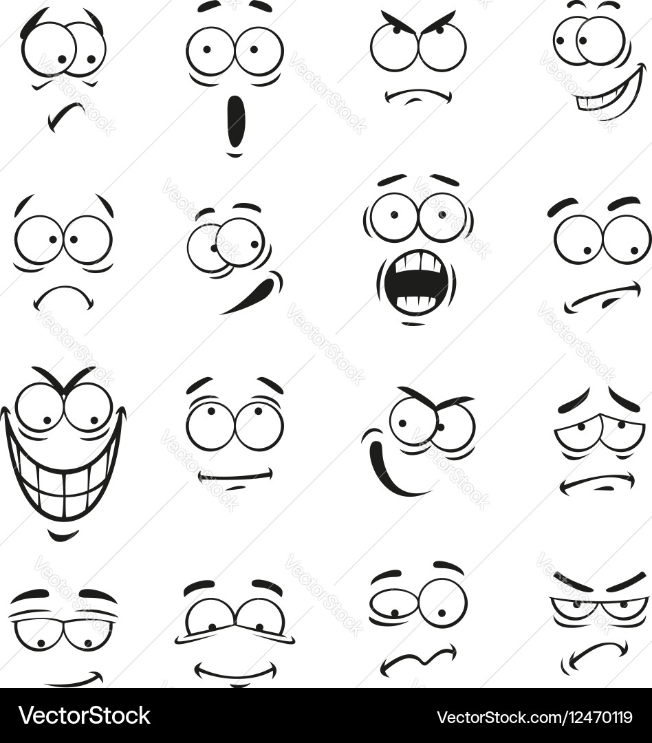 Human cartoon emoticon faces with expressions Vector Image