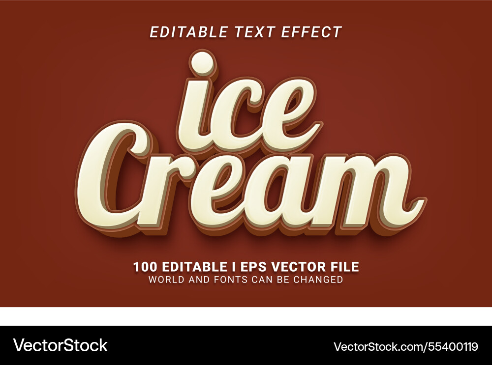 Ice cream text effect Royalty Free Vector Image