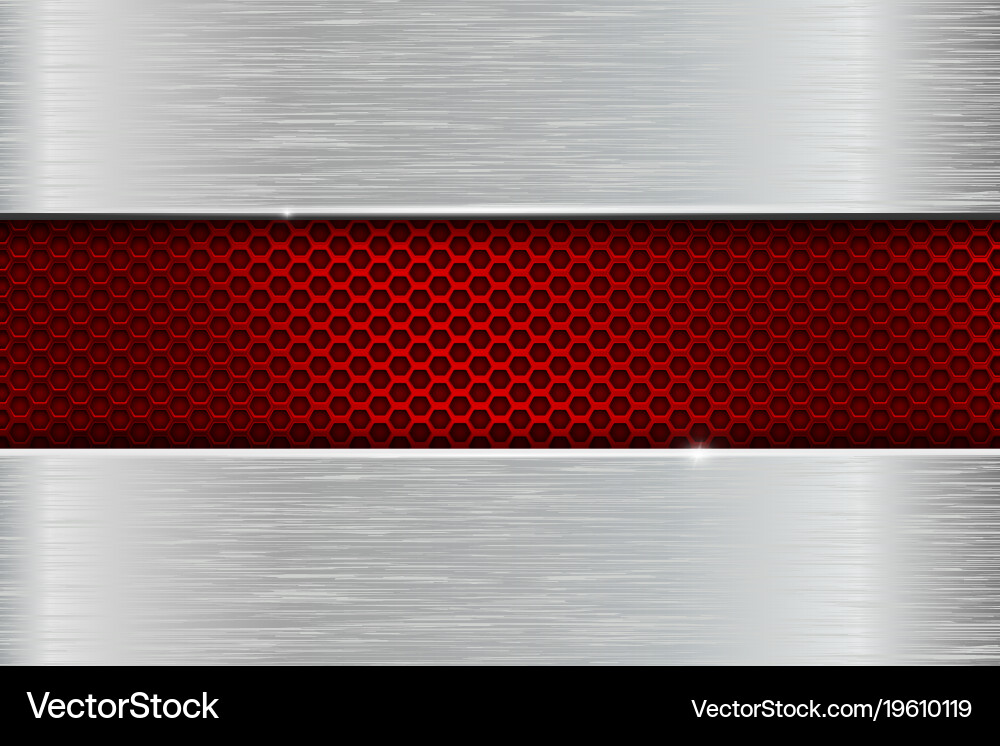 Iron brushed metal background with red perforation