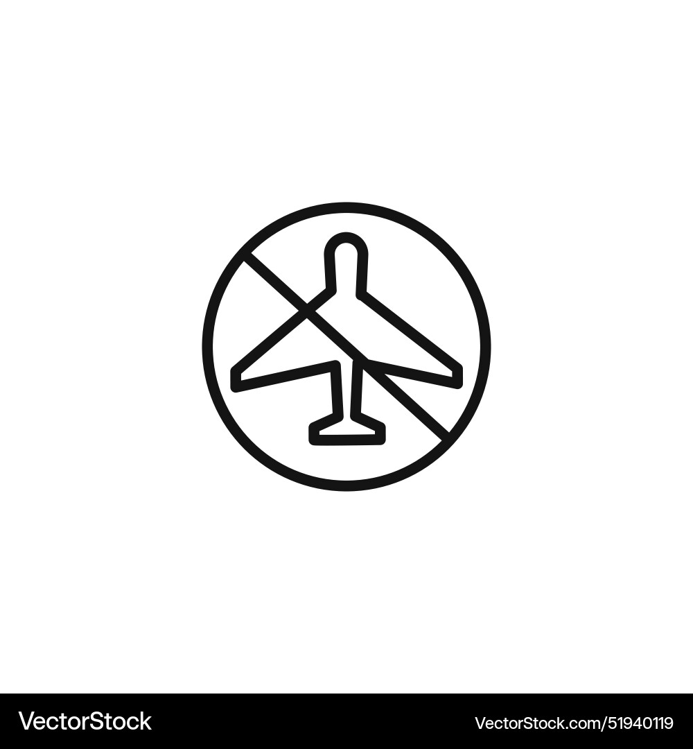 No flight or fly zone icon logo sign outline Vector Image