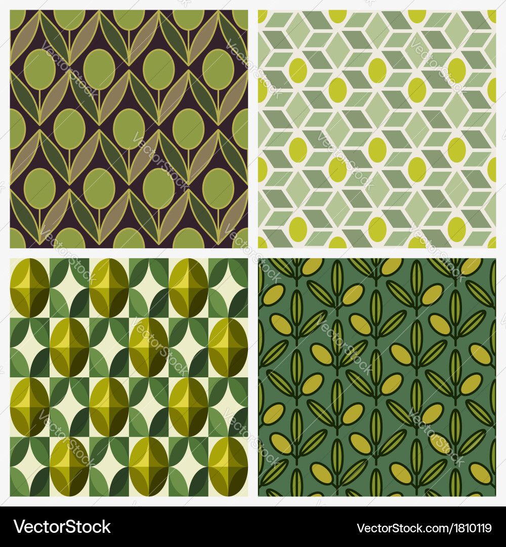 Olive Leaf Pattern Set Royalty Free Vector Image