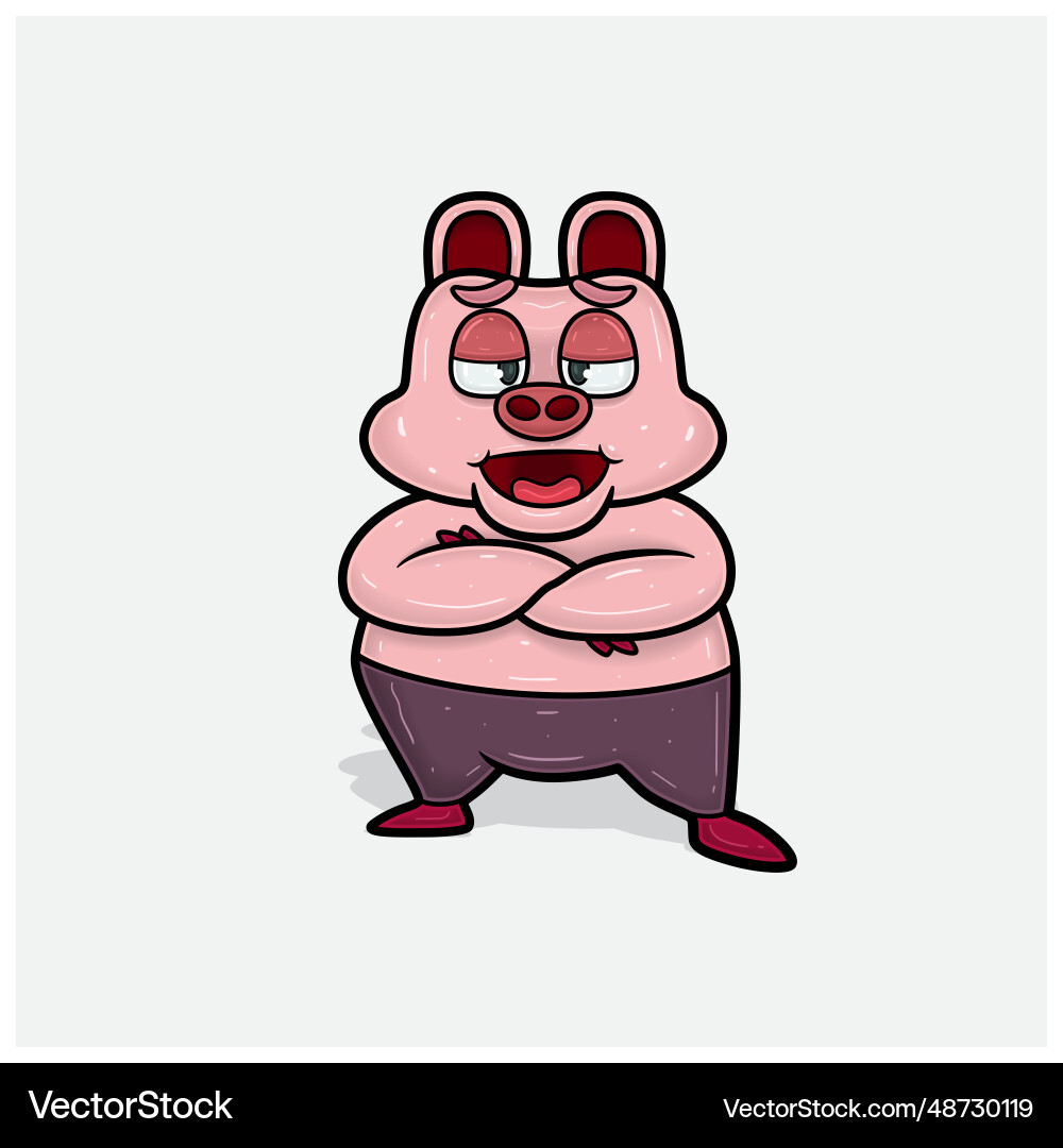 Relaxed Pig Cartoon Character Royalty Free Vector Image