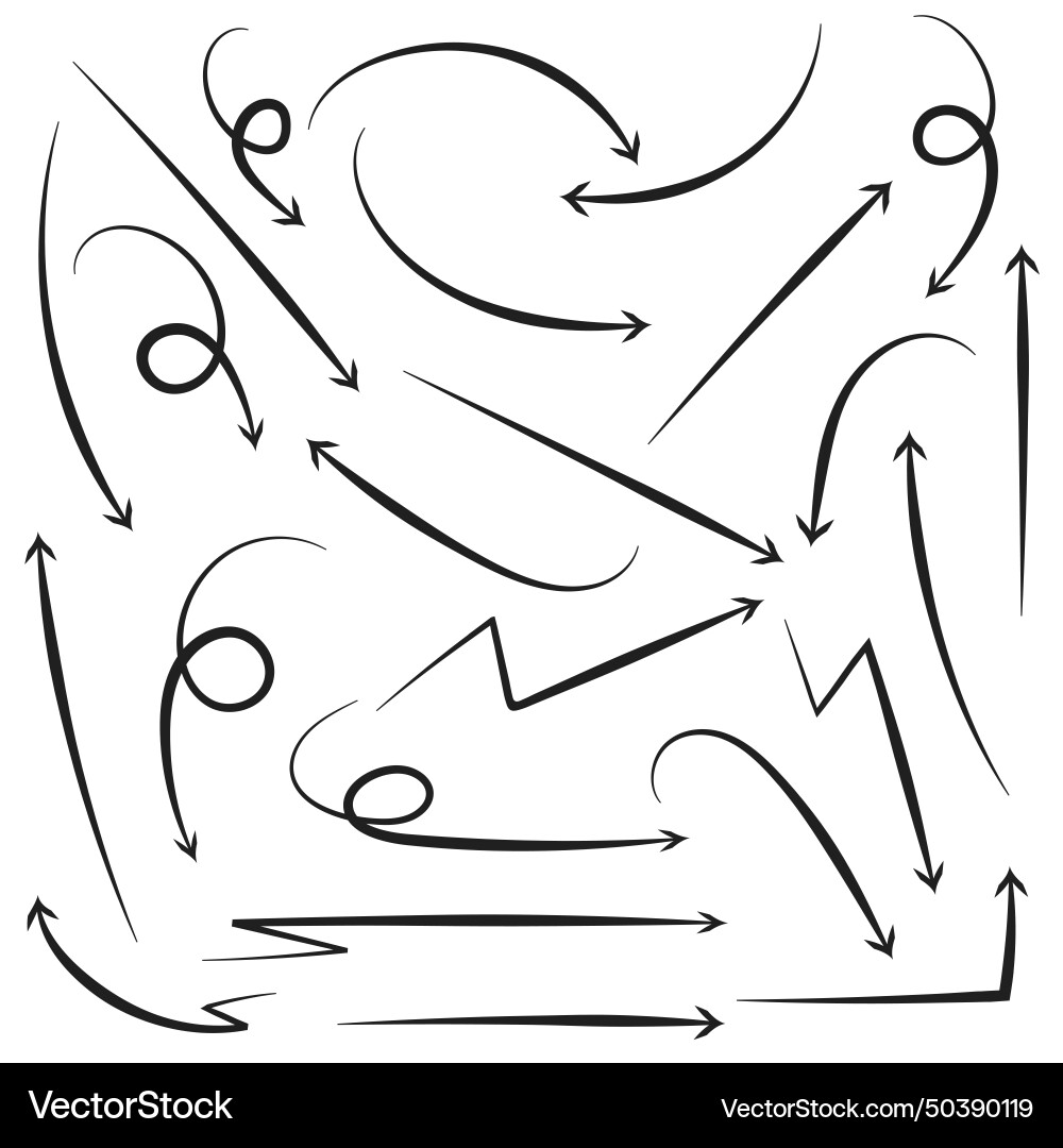 Sets of arrows hand drawn isolated Royalty Free Vector Image