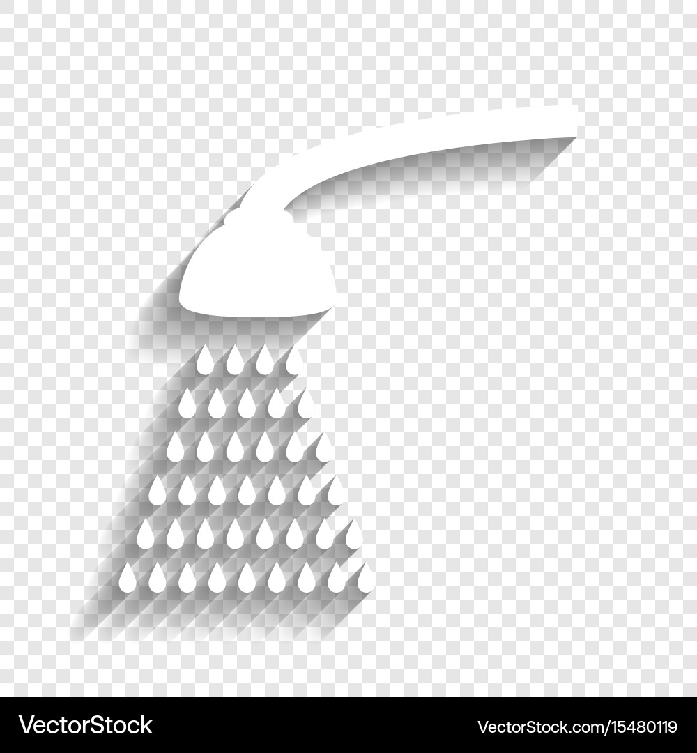 Dusche einfaches Zeichen weiße Ikone mit weich Vektorbild