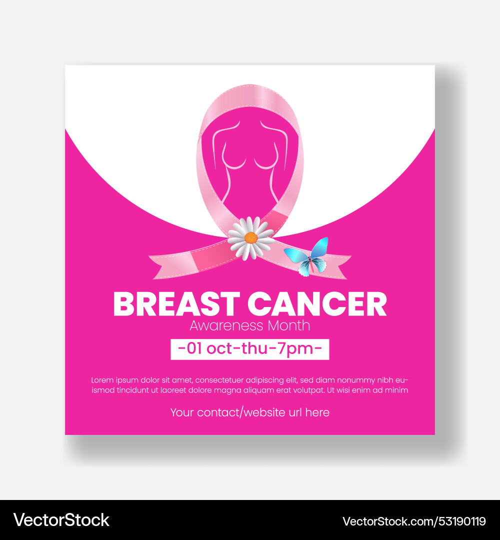 Social media post template for breast cancer Vector Image