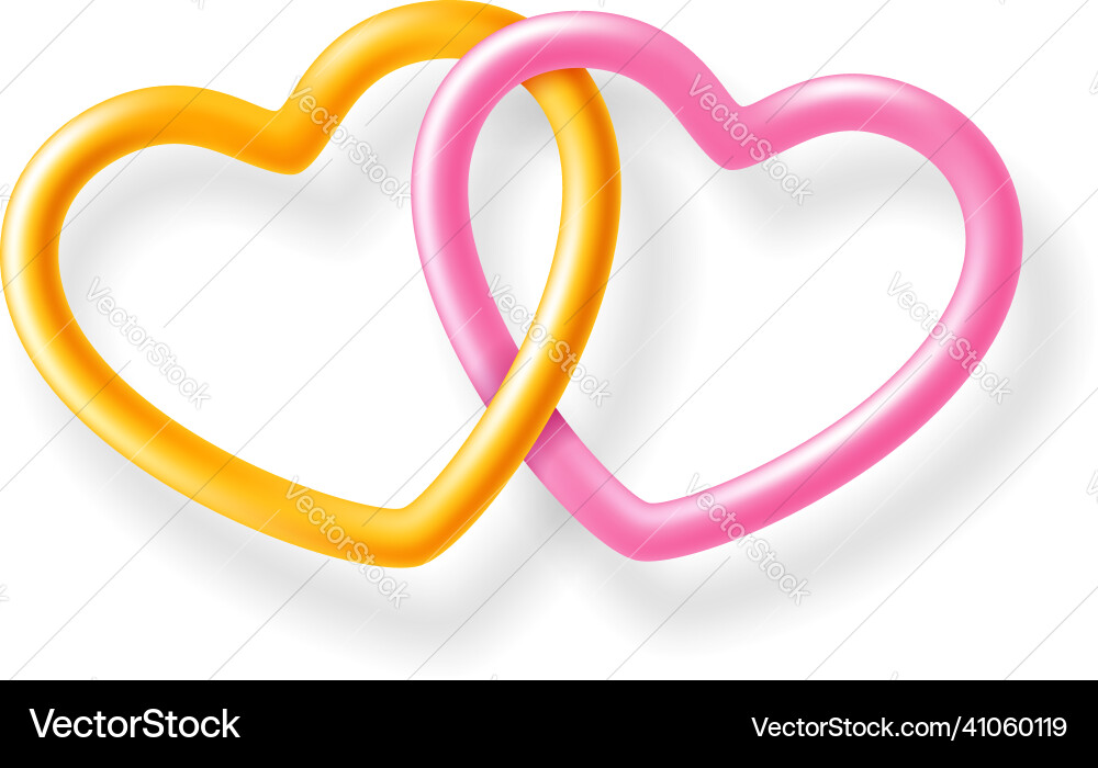 Two connected hearts Royalty Free Vector Image