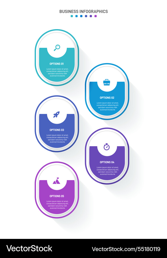 Vertical progress bar featuring 5 arrow-shaped Vector Image