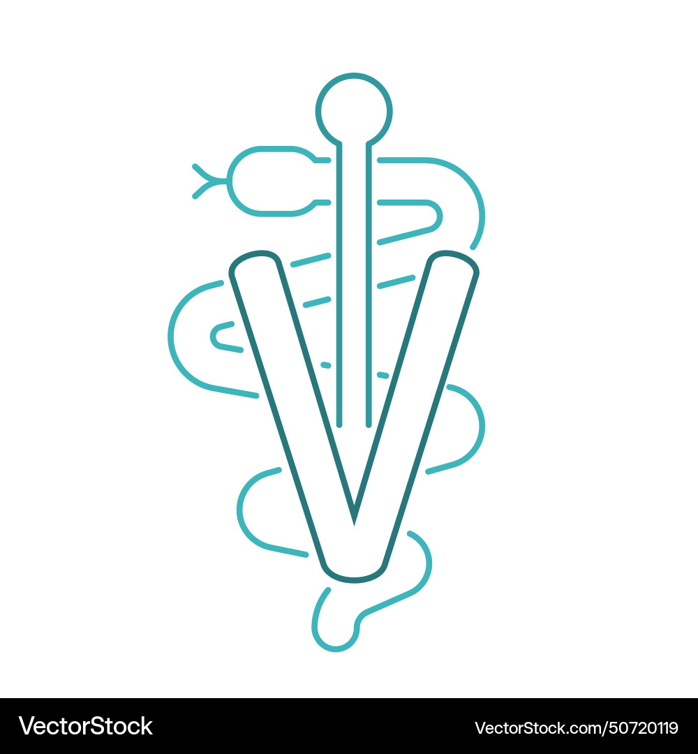 Veterinary symbol caduceus snake with stick Vector Image
