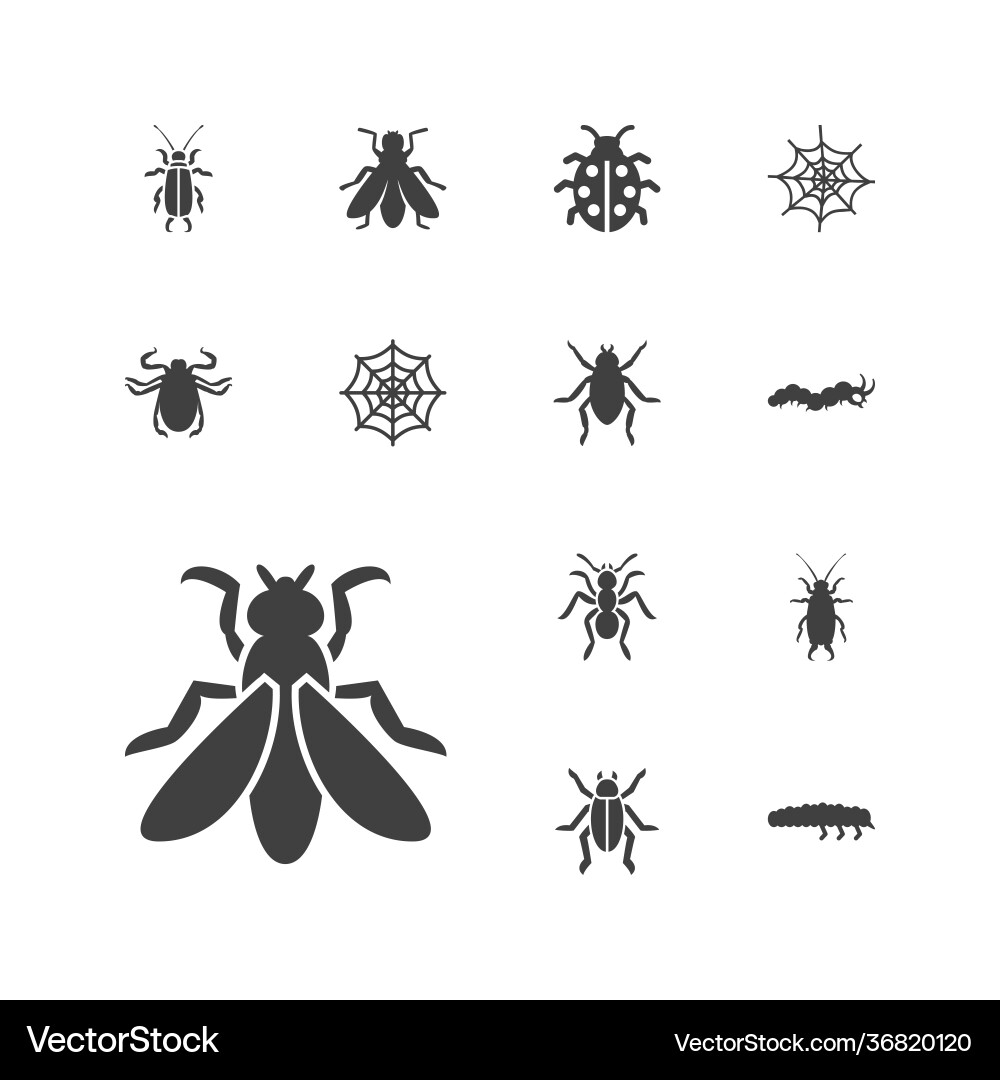 13 bug icons Royalty Free Vector Image - VectorStock