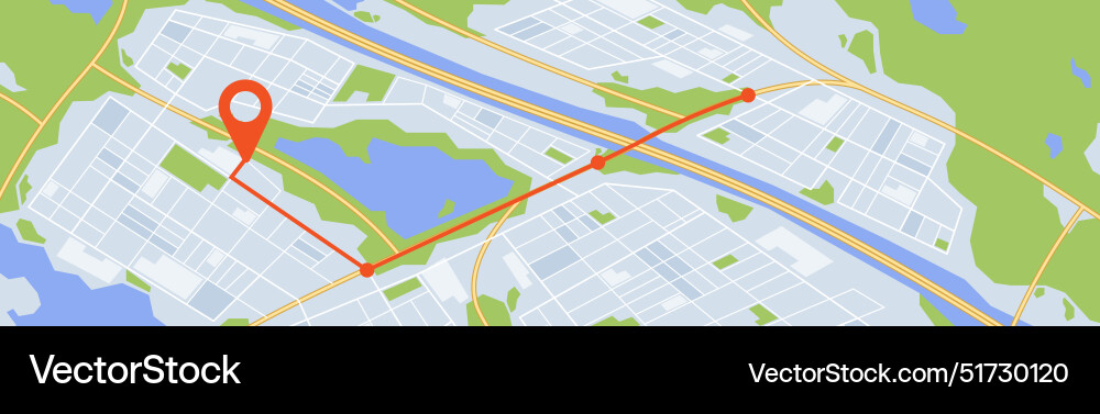 A city map showing red Royalty Free Vector Image