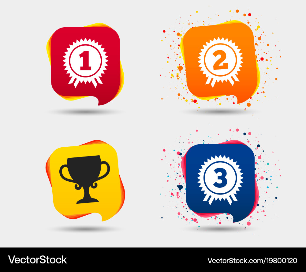 First second and third place icons award medal Vector Image