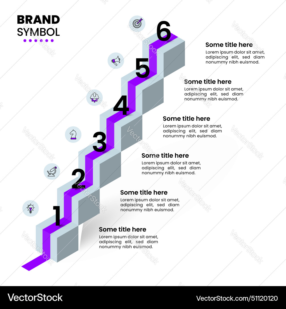 Infographic template isometric staircase with 6 Vector Image