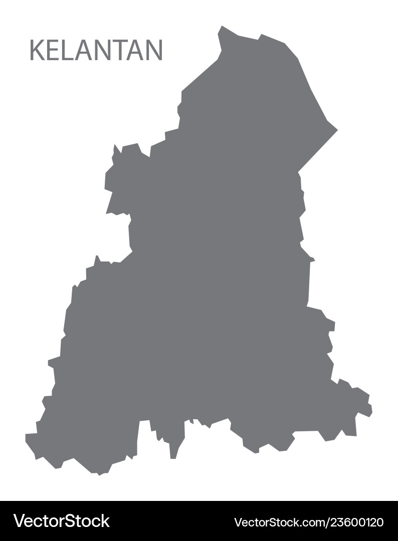 Kelantan malaysia map grey Royalty Free Vector Image