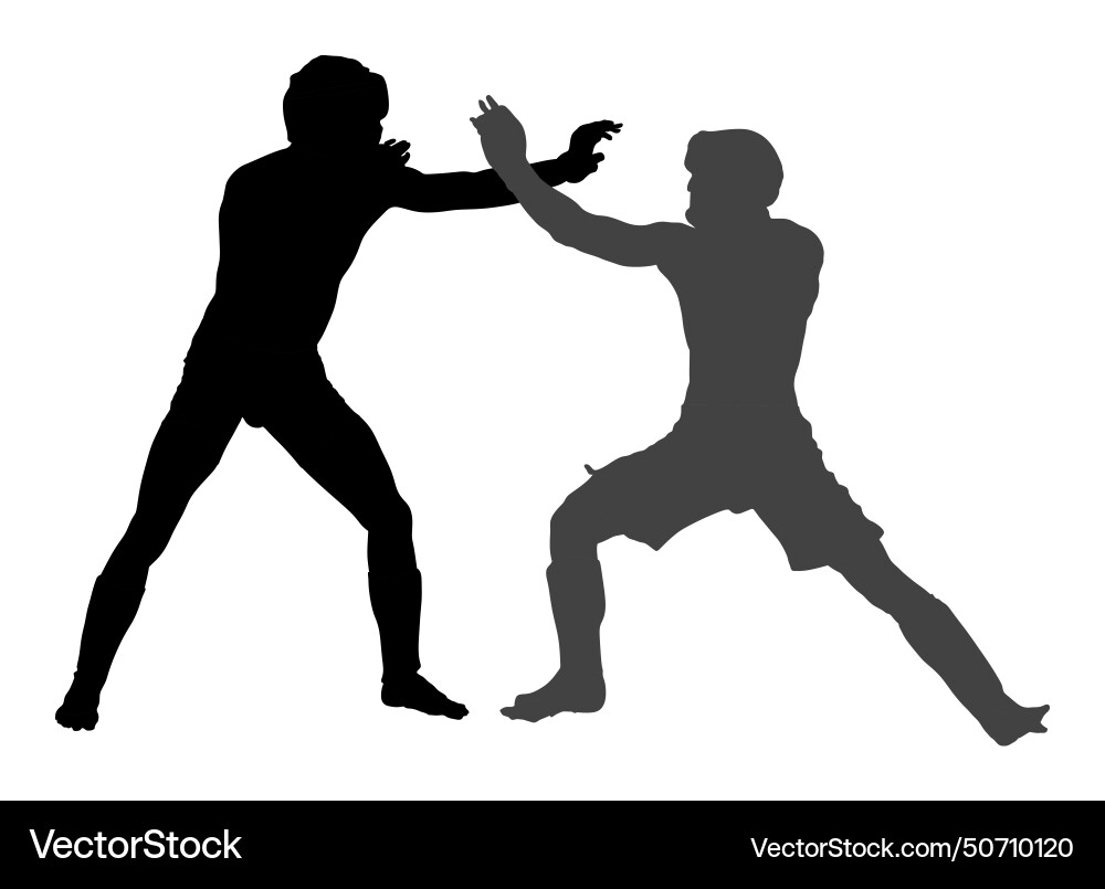 Mma fighters silhouette isolated Royalty Free Vector Image