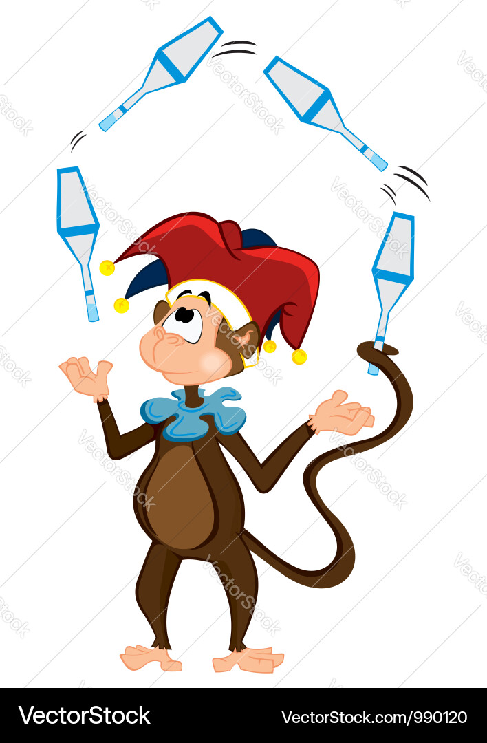 Monkey juggler Royalty Free Vector Image - VectorStock