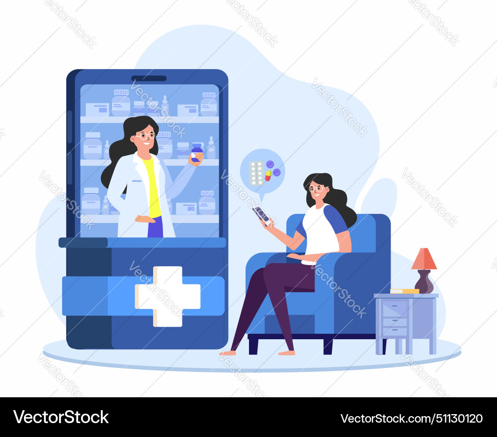 Online pharmacy customer ordering medicines Vector Image