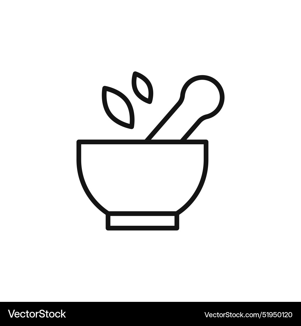 Pestle and mortar logo sign outline Royalty Free Vector