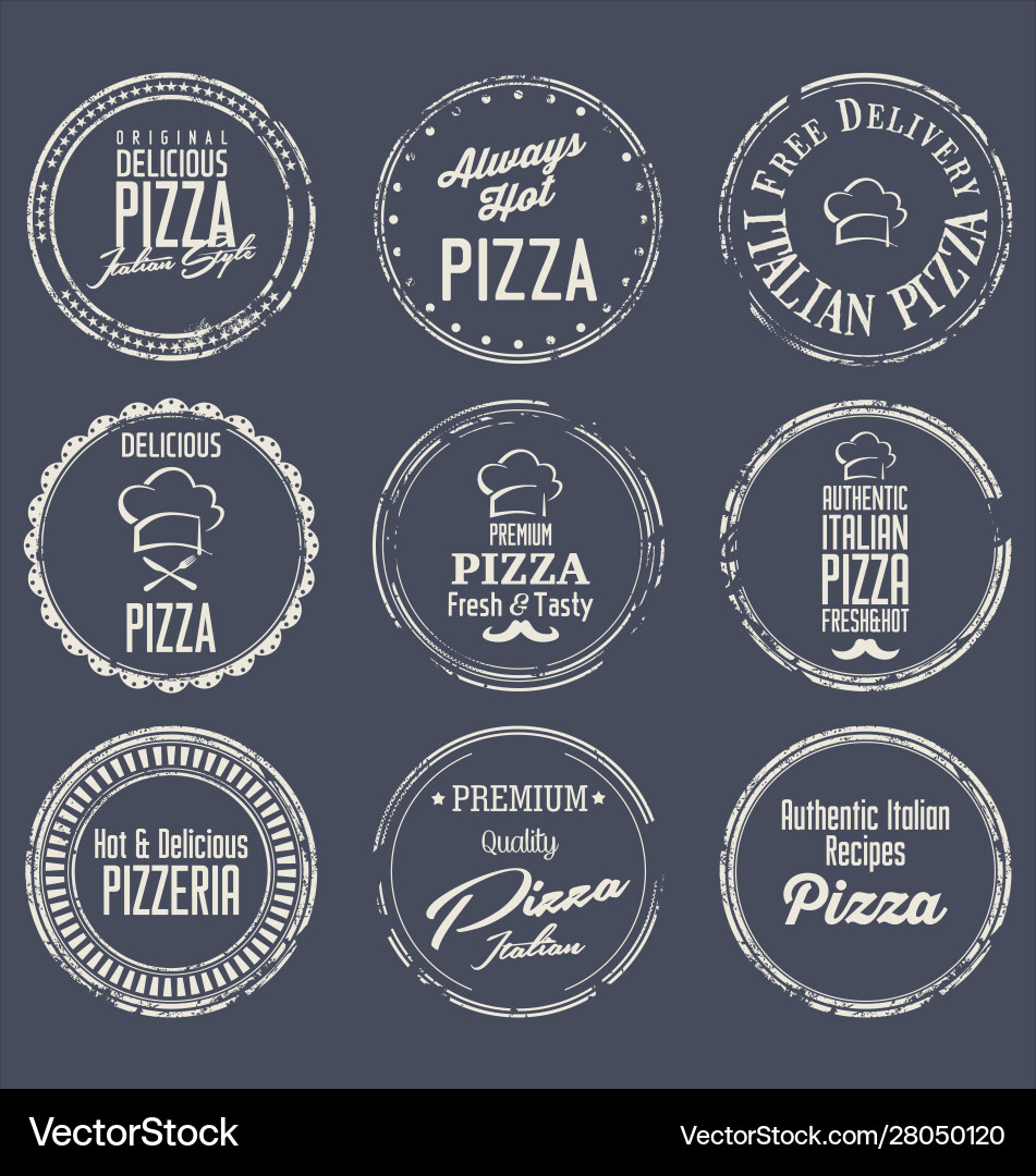 Pizza Label Set Royalty Free Vector Image - VectorStock