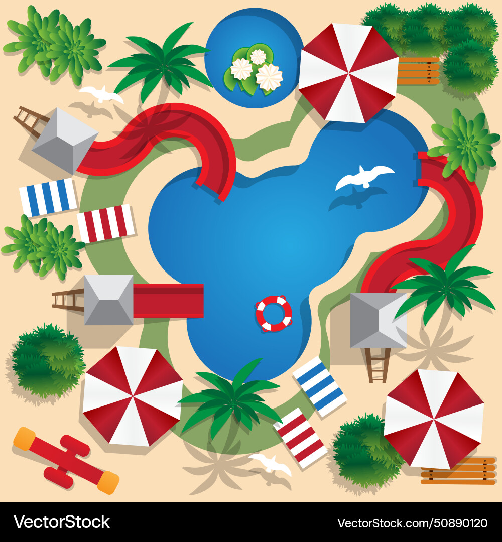 Plan water park on the beach Royalty Free Vector Image